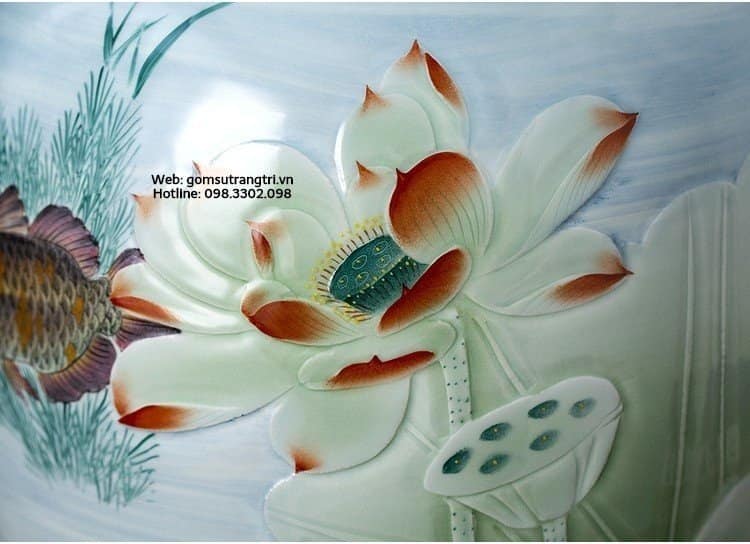 MẪU CHẬU VẼ TAY SEN CÁ CAO CẤP